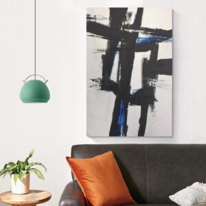 Hand Painted Abstract Black and White Oil Painting Textured Impressionist Palette Art Bedroom Bathroom Office Bar Wall Decor Paintings16x24inch(40x60cm)