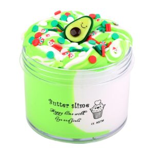 green butter slime, super soft and non-stick scented slime, stress relief slime toy for kids education, party favor and birthday gift(7oz 200ml)