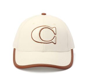 coach womens cotton canvas hat baseball cap, chalk, medium-large us