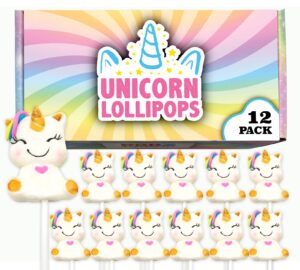 unicorn candy lollipops (12 pieces) individually wrapped suckers, great for unicorn birthday, party favors, candy buffet, pinata, goodie bags