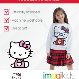 Hello Kitty Little Girls Fleece Sweatshirt and Skirt Plaid White/Red 7-8