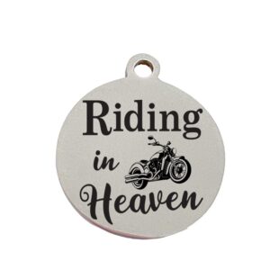 riding in heaven laser engraved charm, memorial charm, motorcyle charm. jewelry making