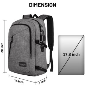 Mancro 17.3 Inch Business Laptop Backpack Large Travel Backpack with USB Charging Port Lightweight Anti-Theft Laptop Backpack for Men & Women