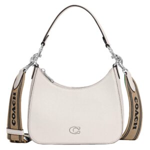 coach hobo crossbody in cross grain leather, chalk, one size