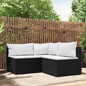 vidaXL Outdoor Patio Lounge Set - 3-Piece Modular Sofa Set with Cushions - Durable PE Rattan & Powder-Coated Steel Material - Comfortable Thick Padded Cushions - Weather-Resistant Outdoor Furnitur...