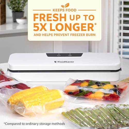 FoodSaver Everyday Vacuum Sealer Machine | Keeps Food Fresh Up to 5x Longer* | Compact Design For Efficient Storage | With 5 x Vacuum Sealer Bags (0.94 L & 3.78 L) | VS0290