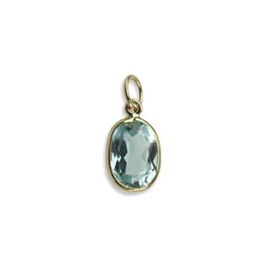 sky blue topaz charm 8x6 handmade in 14k yellow gold