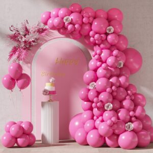 rubfac 87pcs hot pink balloons different sizes 18 12 10 5 inches premium magenta pink latex balloons for valentine's day girl birthday party wedding bridal shower baby shower garland arch decorations