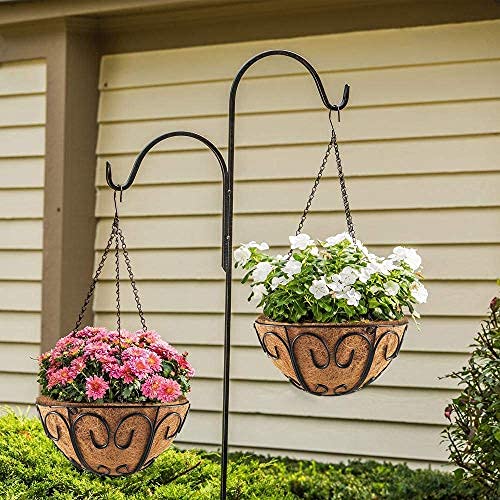 2 Pack Metal Hanging Planter Basket with Coco Coir Liner Chain Round Wire Plant Holder Flower Pots Hanger Garden Decoration Porch Decor Watering Hanging Baskets Indoor Outdoor (BUTTERFLY SHAPE)