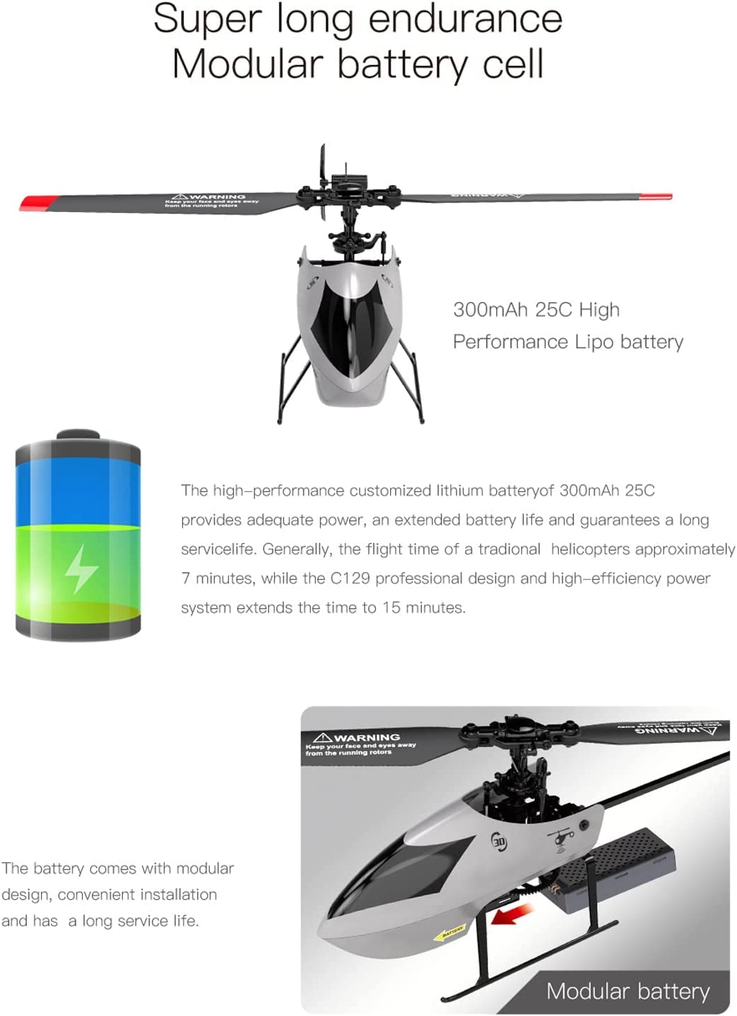 GoolRC C129 V2 RC Helicopter, 4 Channel Remote Control Helicopter with 6-Axis Gyro, 2.4GHz RC Aircraft with 3D Flips, Altitude Hold, One Key Take Off/Landing and 2 Batteries for Adults and Beginners