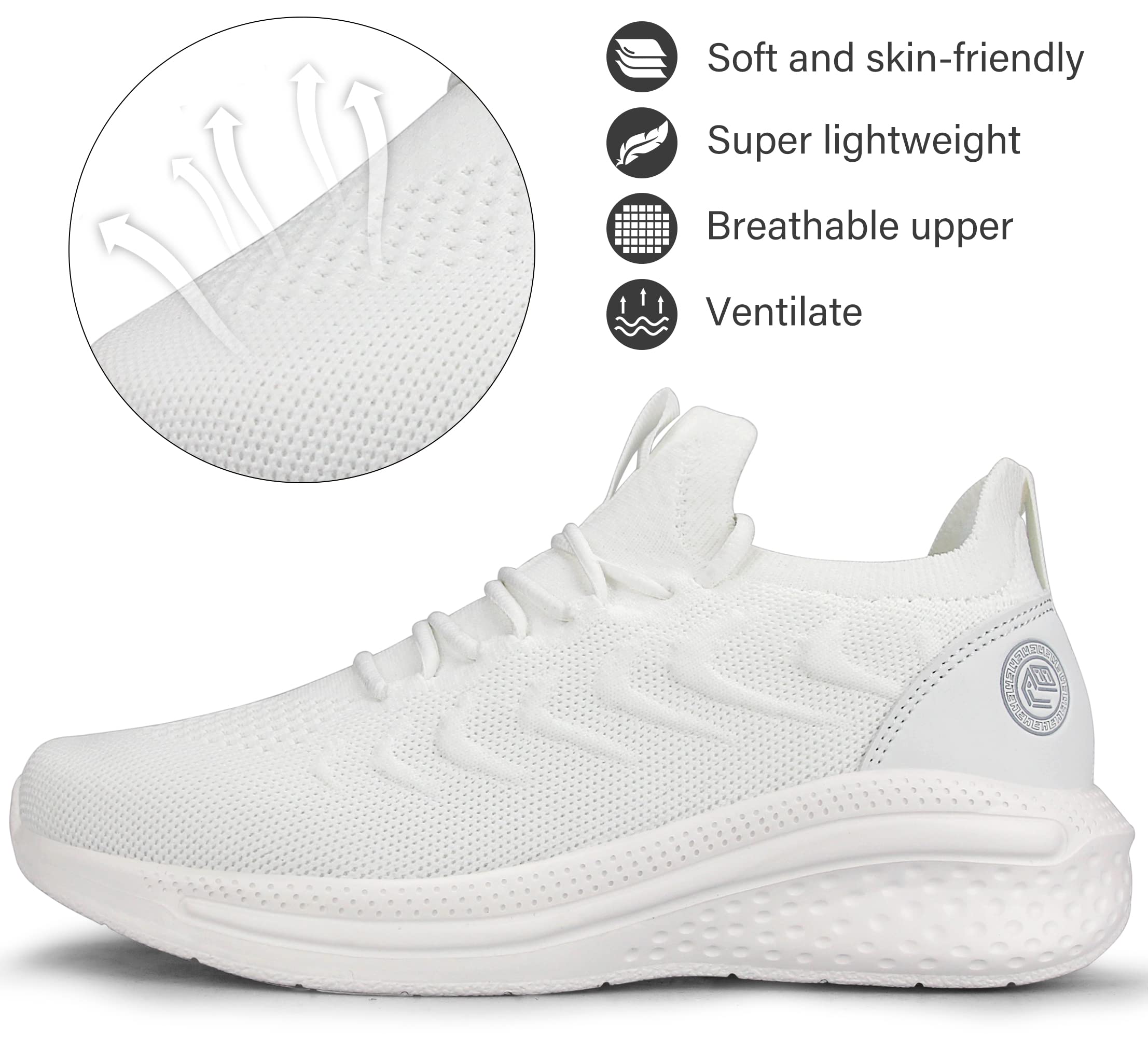 Pujcs Womens Slip On Walking Shoes Breathable Trail Running Shoes Lightweight Casual Sneakers Mesh Gym Shoes Non Slip Workout Shoes White Size 10.5