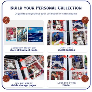 COARVXA 400 Cards Basketball Card Binder,4 Pocket with 400 Cards Trading Card Albums Sleeve Protectors,Card Storage Case Fits for Collecting Baseball,Hockey,Football,Basketball Or Gaming Trading Cards