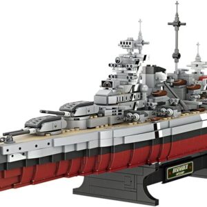 FULHOLPE Bismarck Class Battleship Building Blocks Set, MOC Military Warship Model Bricks Construction Toy Compatible with Major Brands - 2081 Pieces