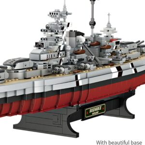 FULHOLPE Bismarck Class Battleship Building Blocks Set, MOC Military Warship Model Bricks Construction Toy Compatible with Major Brands - 2081 Pieces