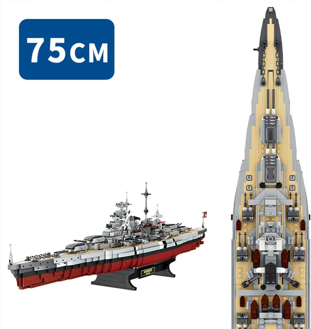 FULHOLPE Bismarck Class Battleship Building Blocks Set, MOC Military Warship Model Bricks Construction Toy Compatible with Major Brands - 2081 Pieces