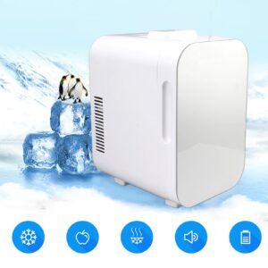 Mini Compact Fridge, 8 L Single Core Skincare Refrigerator Beauty Fridge with Mirror & Light Portable Cooler Warmer Refrigerator Fridge for Skincare, Makeup, Beverage