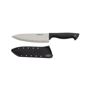 farberware edgekeeper 6-inch chef knife with self-sharpening blade cover, high carbon-stainless steel kitchen knife with ergonomic handle, razor-sharp knife, black