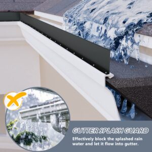 Flamorrow 4 Pack Aluminum Gutter Valley Splash Guards, Rainwater Roofing Gutter Guard, Straight Gutter Splash Guard for Flat Shingle Roofs, Valley, Corner, Black