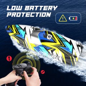 DEERC Brushless Remote Control Boat, 30+ mph Racing RC Boat, Full Proportional 2.4Ghz Speed Boat,Selfrighting Fast Boat with LED Light for Adults & Kids