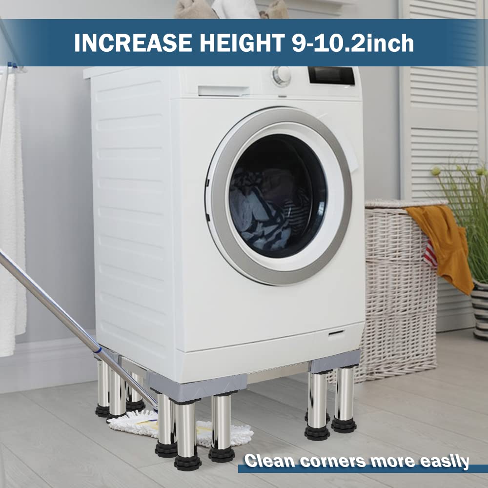 Kokorona Washing Machine Stand Mini Fridge Stand with 12 Strong Feet (9-10.2in High), Adjustable Refrigerator Base Multi-Functional Washer Dryer Pedestals, Max Load 660lbs