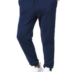 Zoulee Classic Drawstring-Waist Zipper Logo Jogger Pants with Zipper Fly Navy Blue 2XL