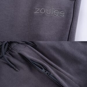 Zoulee Classic Drawstring-Waist Zipper Logo Jogger Pants with Zipper Fly Navy Blue 2XL