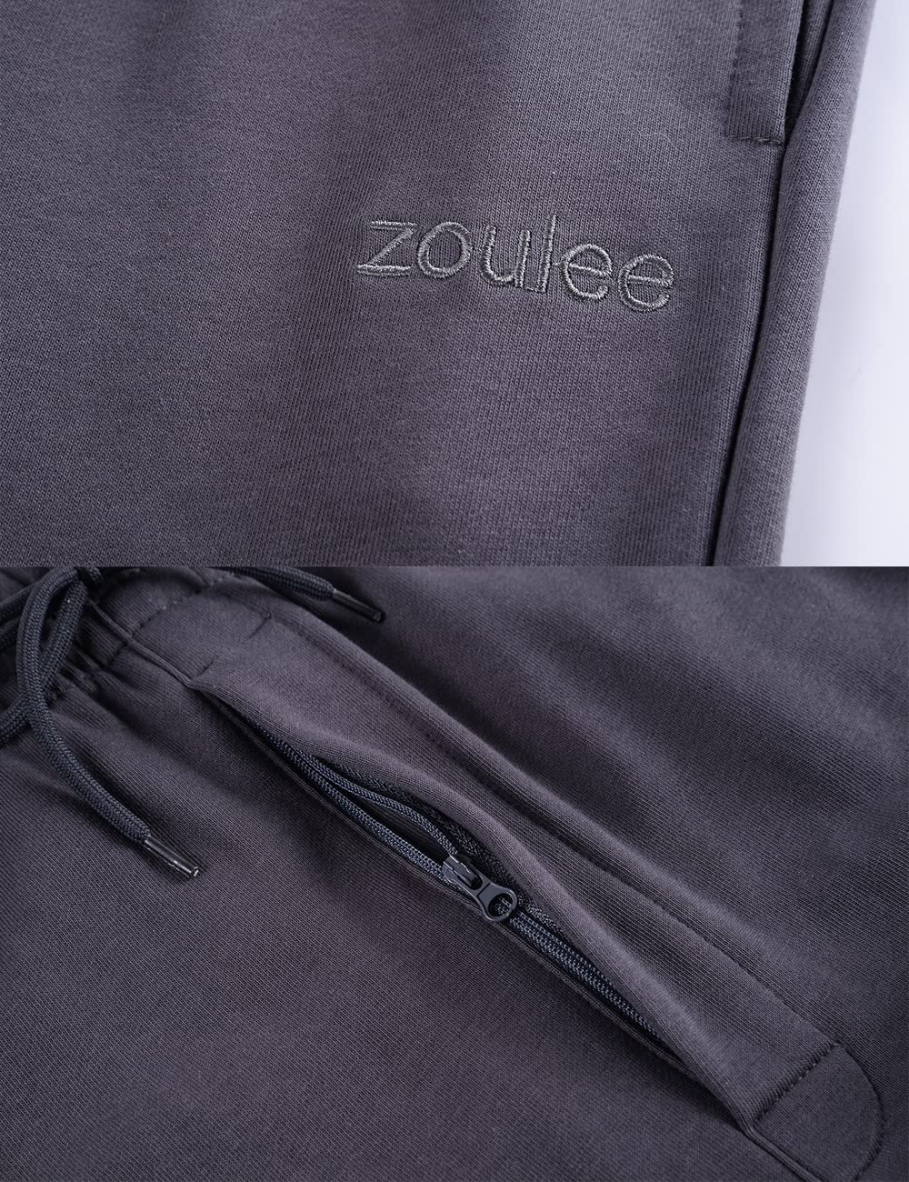 Zoulee Classic Drawstring-Waist Zipper Logo Jogger Pants with Zipper Fly Navy Blue 2XL