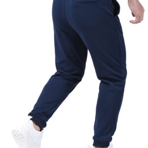 Zoulee Classic Drawstring-Waist Zipper Logo Jogger Pants with Zipper Fly Navy Blue 2XL