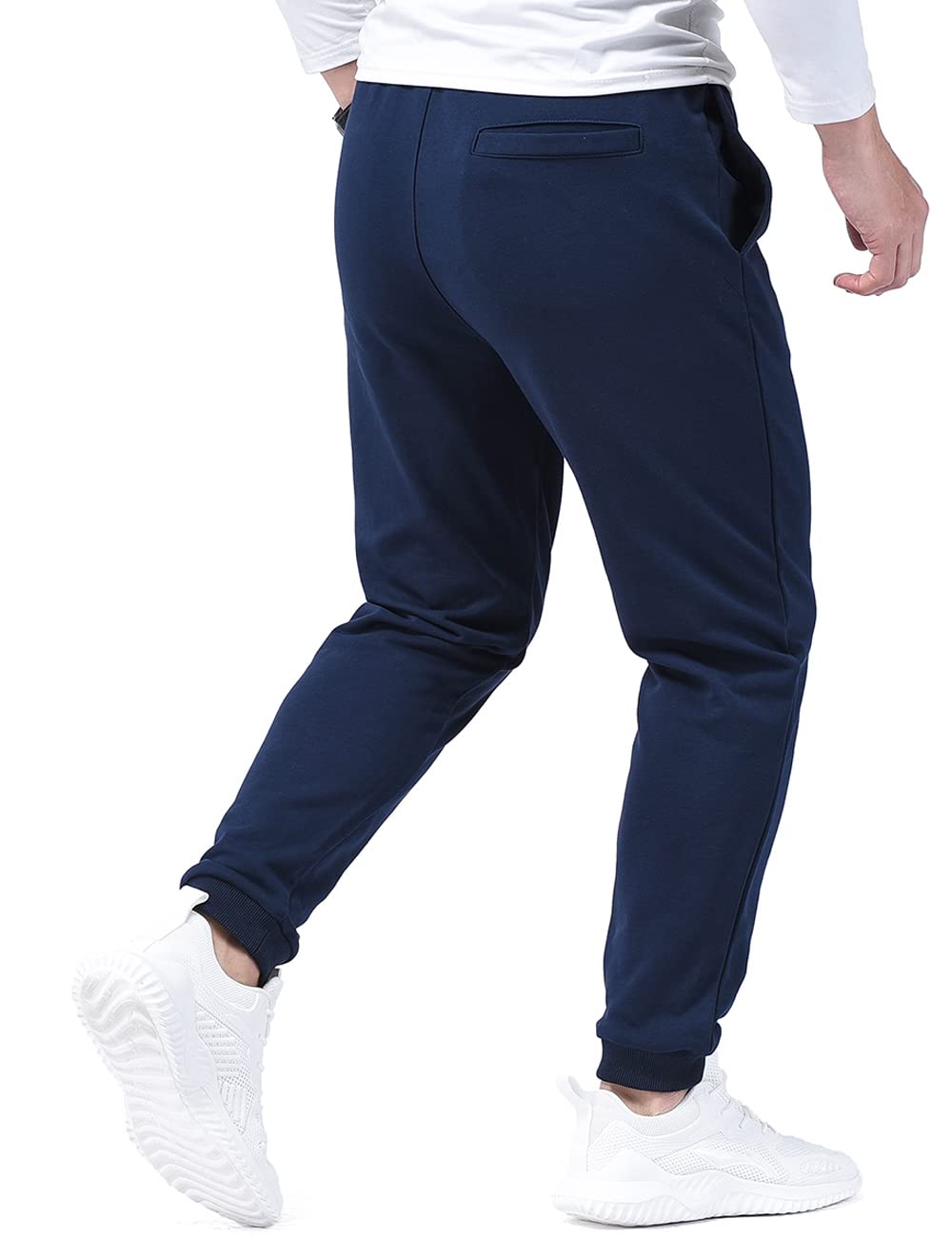 Zoulee Classic Drawstring-Waist Zipper Logo Jogger Pants with Zipper Fly Navy Blue 2XL