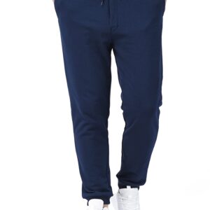 Zoulee Classic Drawstring-Waist Zipper Logo Jogger Pants with Zipper Fly Navy Blue 2XL