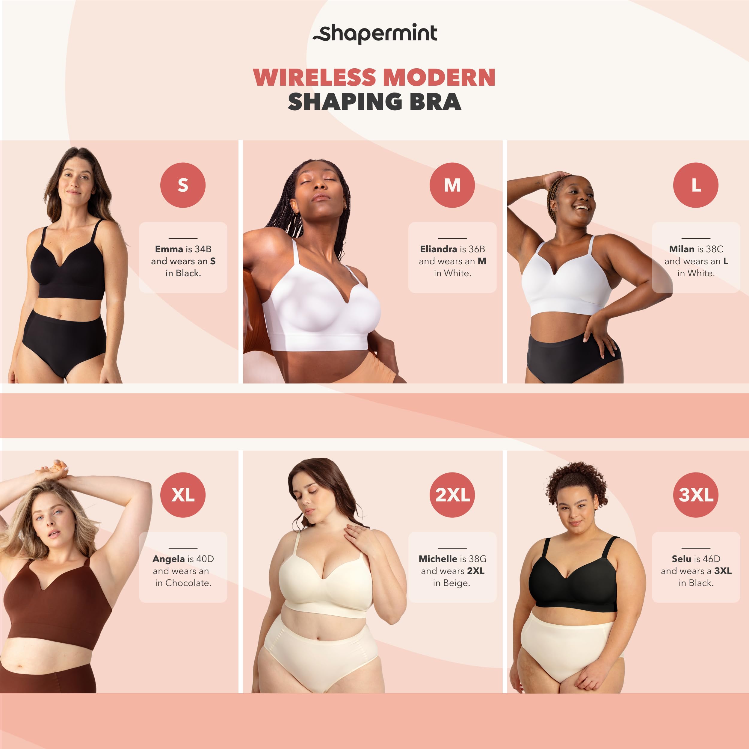 SHAPERMINT Bra for Women | Supportive Comfortable Seamless Wireless Bras with Adjustable Convertible Straps | Everyday Comfy Bralettes from Small to Plus Size, Beige, Small