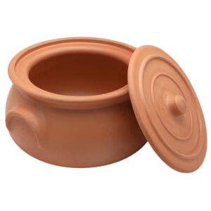 Hakan Handmade Clay Pot with Lid, Natural Unglazed Earthen Cookware, Terracotta Pot, Casserole Dish, Rice Cooking, Clay Pot, Terracotta Pan, Korean, Indian, Mexican Dish, Midi, 4.7 Quarts (4.5 L)