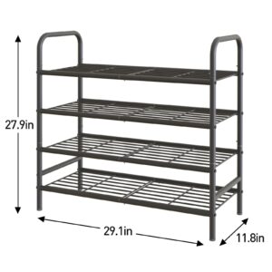 Huhote Metal Shoe Rack 4 Tiers Black Iron Mesh Freestanding Shoe Organizer Storage Shelf, Storage Rack Space Saving Shoe Stand Shoe Shelf Garage Shelving for Entryway, Hallway, Living Room,Closet