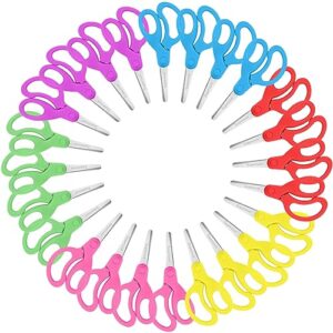 5" kids scissors, 24 pack blunt tip small scissors stainless steel safety scissors, comfort grip toddler scissors for school kids classroom children craft paper, school supplies for kids