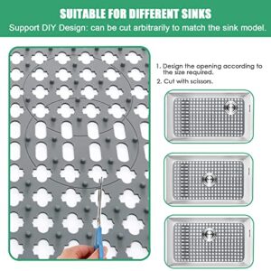 Mudocp Silicone Sink Protectors for Kitchen Sink 28"x14" Sink Mat for Bottom of Stainless Steel Porcelain Sink with Drain Hole, Non-Slip Heat Resistant Farmhouse Sink Grid Accessories (Grey)