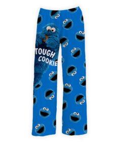 brief insanity lounge pajama pants for men and women | sesame street cookie monster tough cookie graphic print pattern bottoms - comfy, ultra soft, unisex loungewear pants (tough cookie, medium)