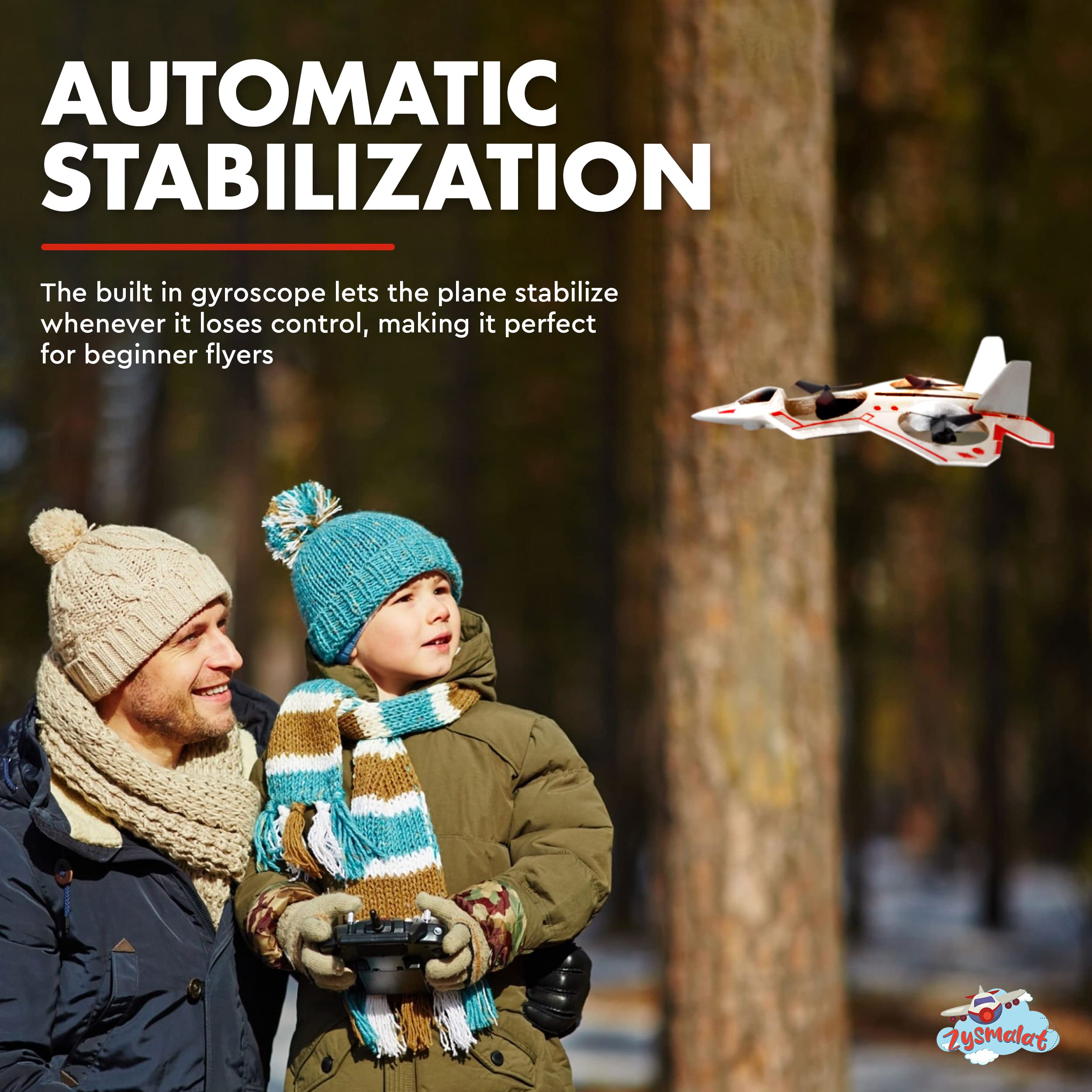 ZYSMALAT F22 RC Fighter Jet Remote Control Plane Stunt Drone for Beginners, Adults & Kids - 2.4 GHz, LED Lights, 4-Channel RC Airplane, Easy to Control, 4-Axis, Built-in Gyroscope