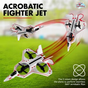 ZYSMALAT F22 RC Fighter Jet Remote Control Plane Stunt Drone for Beginners, Adults & Kids - 2.4 GHz, LED Lights, 4-Channel RC Airplane, Easy to Control, 4-Axis, Built-in Gyroscope