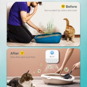 DownyPaws Cat Litter Deodorizer, Rechargeable 4000 mAh Odor Eliminator Cat Litter Box, Dust-Free, 14-Day Battery Life, No Consumables