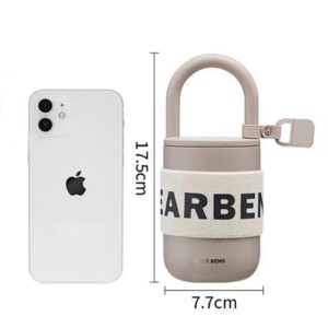 Fashion Stainless Steel Vacuum Insulated Water Bottles with Strap, Wide Mouth Leakproof Metal Coffee Mug for Sports Travel Office Reusable Thermos Tumbler BPA-Free Keep Cold Hot 24 Hour 12oz (Apricot)