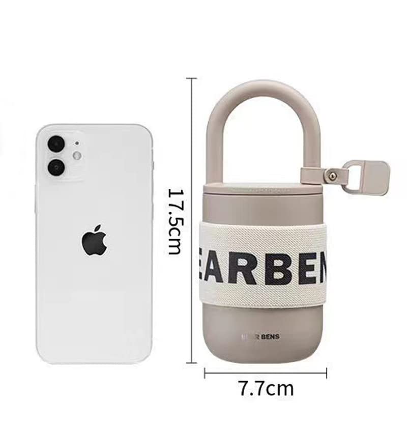 Fashion Stainless Steel Vacuum Insulated Water Bottles with Strap, Wide Mouth Leakproof Metal Coffee Mug for Sports Travel Office Reusable Thermos Tumbler BPA-Free Keep Cold Hot 24 Hour 12oz (Apricot)