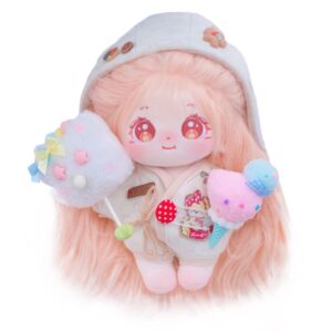 niannyyhouse 20cm plush doll long hair girl humanoid stuffed body no attribute 8" normal body dress up gifts (a-13-with skeleton)