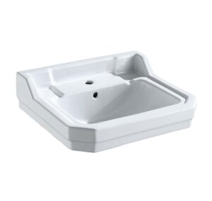 amashen 24" victoria sink without pedestal, rectangular ceramic bathroom sink with single hole and overflow, white (sink only)