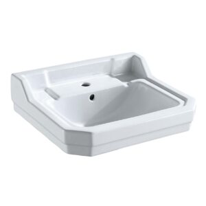 AMASHEN 24" Victoria Sink Without Pedestal, Rectangular Ceramic Bathroom Sink with Single Hole and Overflow, White (Sink Only)