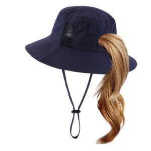 connectyle womens foldable floppy wide brim beach sun hat uv protection fishing hiking hat navy blue