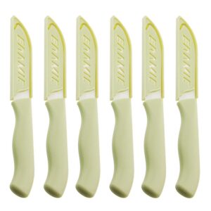 wwzj 6 pack ceramic paring knife with knife cover, lightweight ceramic knives, fruit and vegetable small knife (ceramic, green)