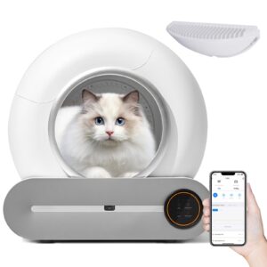 automatic smart self-cleaning cat litter box,automatic cat litter cleaning robot with 65l+9l large capacity/smart home app with voice control for multiple cats