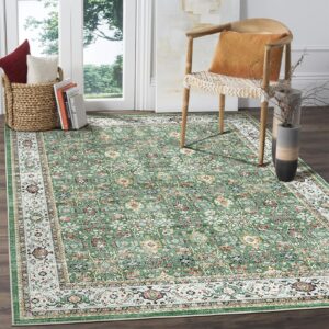 befbee 8x10 area rugs for living room- ultra-thin stain resistant washable rug, non-slip backing rugs, large room decor area rug (grass green,8'x10')