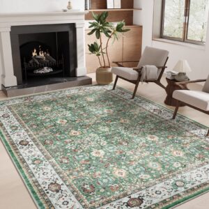 befbee 8x10 Area Rugs for Living Room- Ultra-Thin Stain Resistant Washable Rug, Non-Slip Backing Rugs, Large Room Decor Area Rug (Grass Green,8'x10')