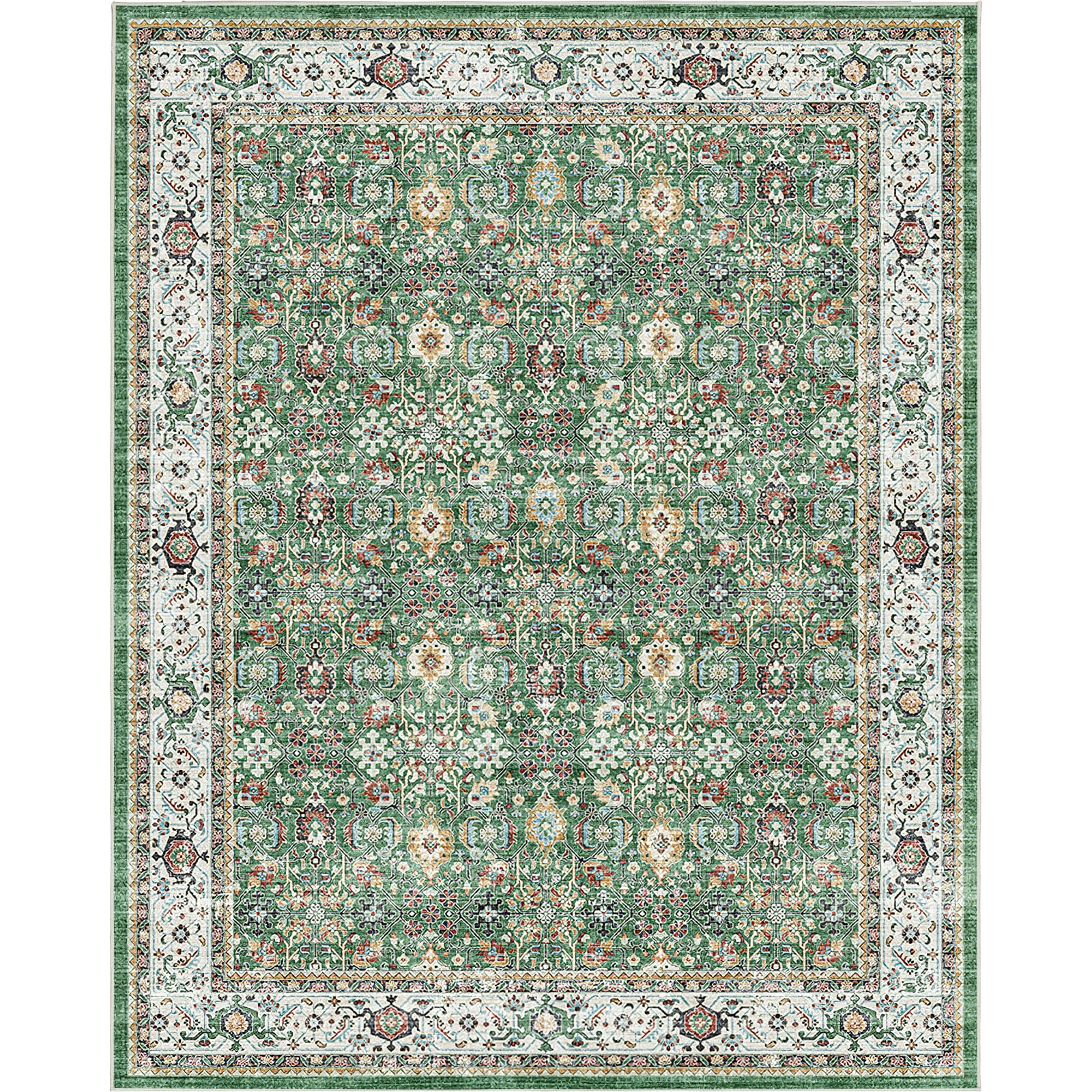 befbee 8x10 Area Rugs for Living Room- Ultra-Thin Stain Resistant Washable Rug, Non-Slip Backing Rugs, Large Room Decor Area Rug (Grass Green,8'x10')